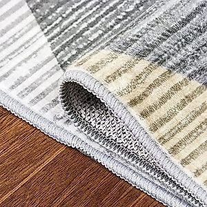 COZYLOOM Modern Abstract Area Rug, Chic Contemporary Geometric Indoor Rug Soft Low Pile Washable Throw Carpet Non-Shedding Living Room Bedroom Dining Home Office Area Rug Yellow 8x10 feet