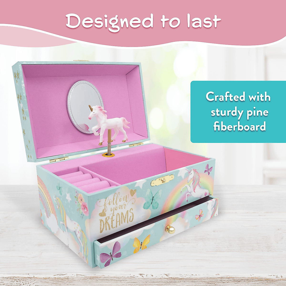 The Memory Building Company Unicorn Jewelry Box for Girls & Boys - Kids Music Box - Musical Jewelry Box for Little Girls - Christmas Gifts and Toys for Girls and Boys