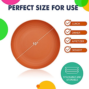 Homienly 10 inch Deep Dinner Plates Set of 8 Alternative for Plastic Plates Microwave and Dishwasher Safe Wheat Straw Plates for Kitchen Unbreakable Kids Plates with 4 Colors (Classic Bright)