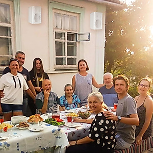 STUDIOFINIX 6.5 Inches Indoor Outdoor Bluetooth Speakers Waterproof Wired Wall Mount Active Speakers 400 Watt for Patio Garage,Deck,Backyard (White)