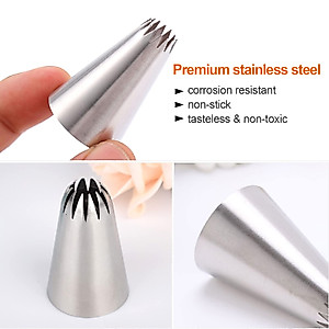 5Pcs Large Piping Tips Set, Stainless Steel Frosting Tips, Cake Decorating Tips for Cupcakes Cakes Cookies Decorating