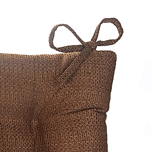 Klear Vu Omega Non-Slip Rocking Chair Cushion Set with Thick Padding and Tufted Design, Includes Seat Pad & Back Pillow with Ties for Living Room Rocker, 17x17 Inches, 2 Piece Set, Brown