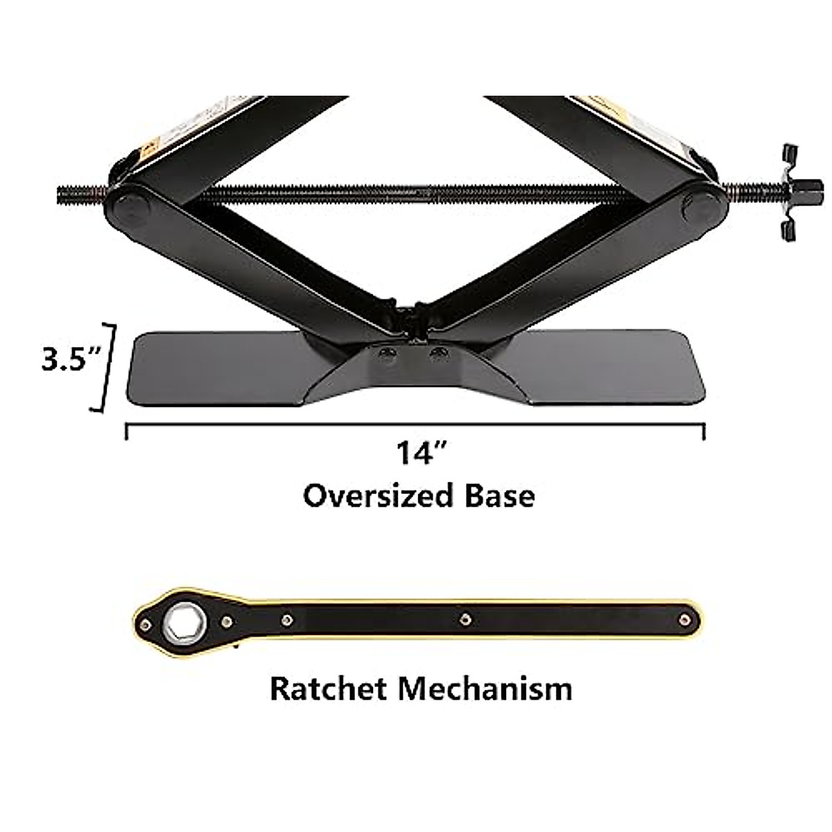 LEADBRAND Scissor Jack, 2.5 Ton(5,511lbs), Oversized Base, with Positive and Negative Screw, Saving Strength Design, Ideal for Auto/Pickup/Truck/SUV/MPV