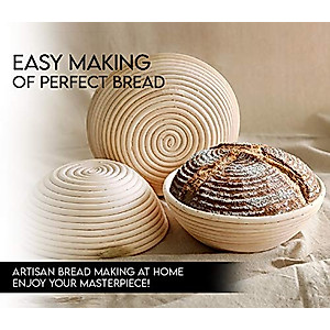 Banneton Bread Proofing Basket Set 9 Inch Sourdough Basket Bread Basket Proofing Banneton Proofing Basket for Bread Baking Sourdough Proofing Basket Bread Making Tools and Supplies Banneton Basket