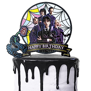 Wednesday Cake Toppers Set, Cake Decorations for Addams Theme Birthday Party Supplies