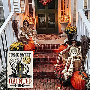 CROWNED BEAUTY Halloween Haunted Home Garden Flag 12x18 Inch Small Double Sided Burlap Holiday Seasonal Welcome Yard Outside