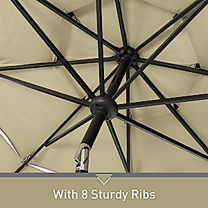 PHI VILLA 10ft Patio Umbrellas, Outdoor 3 Tier Vented Market Table Umbrella with 1.5" Aluminum Pole and 8 Sturdy Ribs, (Beige) for Poolside, Garden Terrace