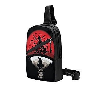 Cool Anime Crow Sling Backpack Chest Bag Waterproof Crossbody Shoulder Bag, Adjustable Travel Hiking Daypack for Men Women Hiking Outdoor