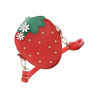 Amosfun Strawberry Shape Shoulder Mini Bag Novelty Cute Handbag Clutch Fruit Shaped Wallet Strawberry Coin Purse Crossbody Bag for Women Girl