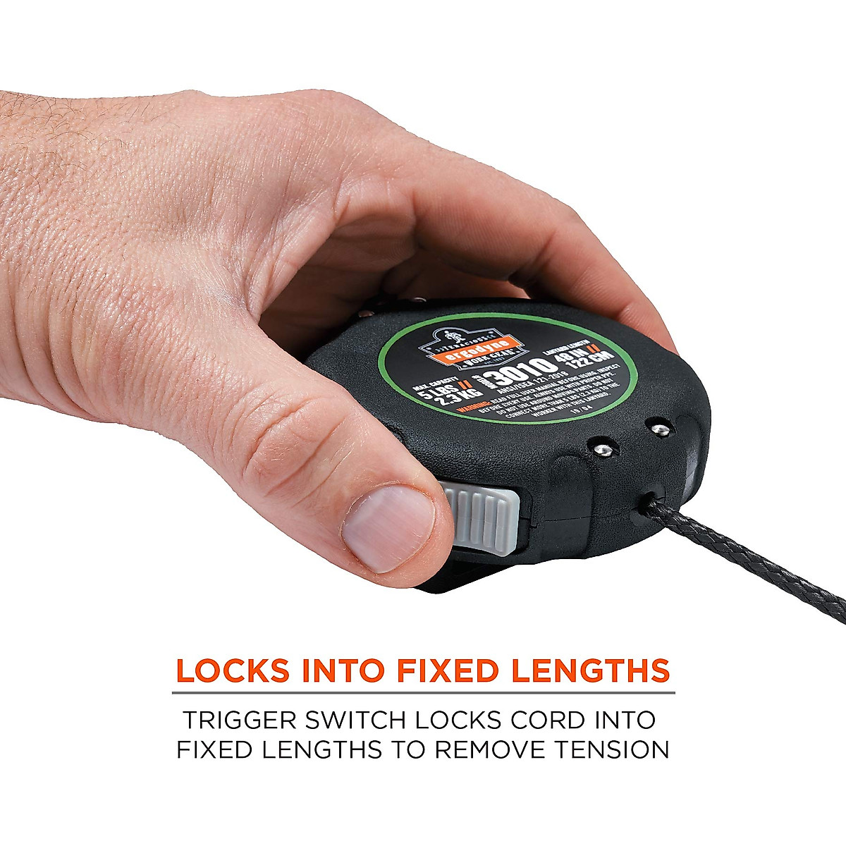 Ergodyne Squids 3010 Retractable Tool Lanyard with Belt Loop Clip,Black