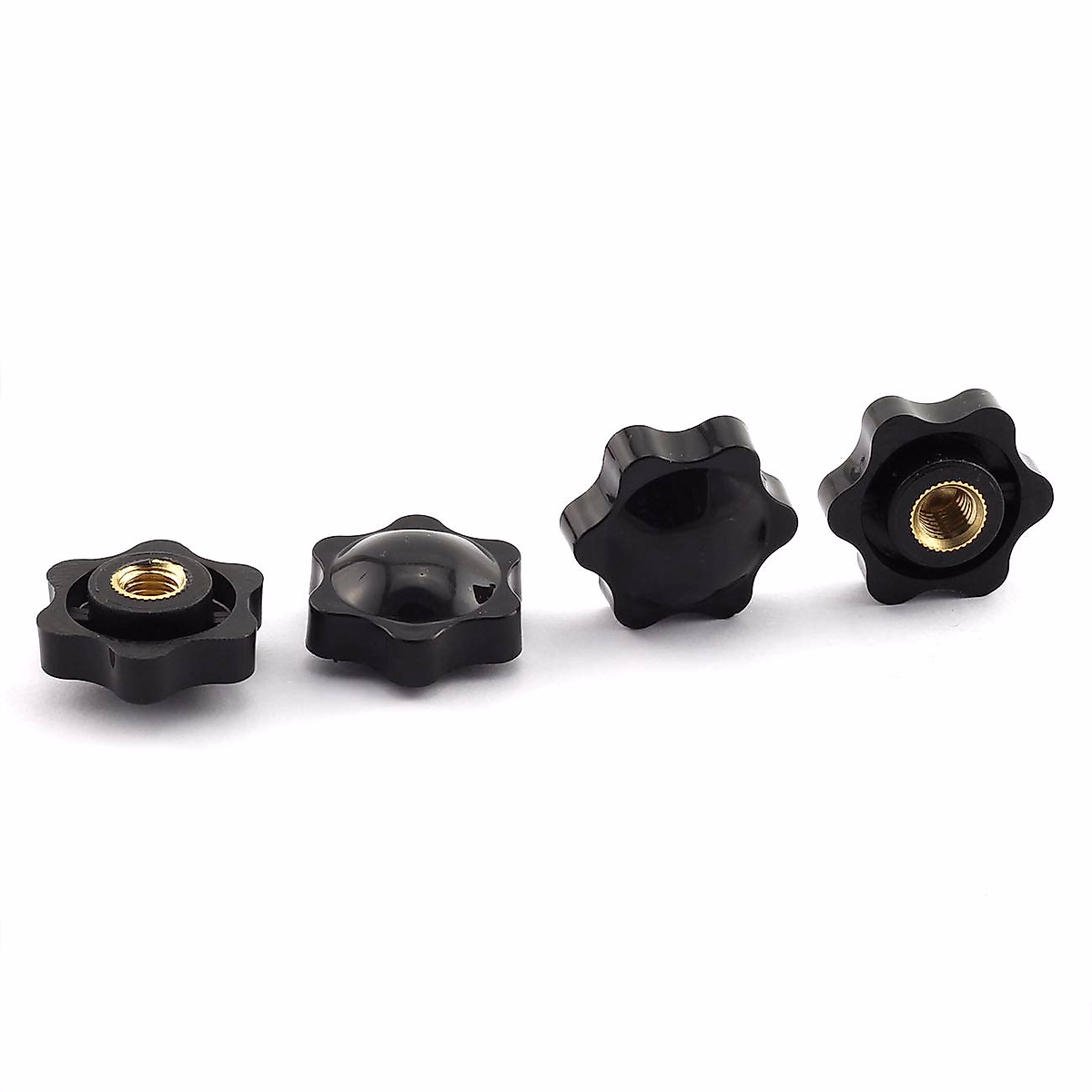 ZRM&E 6PCS 31# M8 Knurled Grip Knob Head with Copper Threaded Insert Plastic Hexagon Shape Thumb Knob