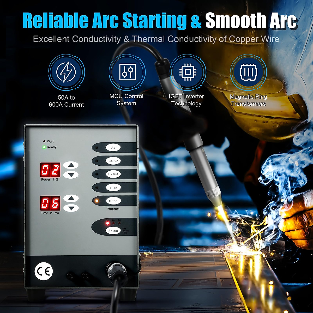Automatic CNC Spot Welder Arc Welding Machine Professional Spot Welding Machine Pulse Argon Arc Welder Kit for DIY Jewelry Repair Gold and Hardware Workpiece Welding, 110V / 60HZ