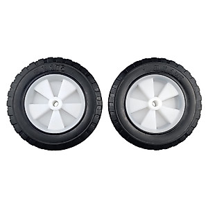 KUANMIN 2 pcs Dolly Wheels, 8 inch Solid Rubber Wheels, 8'' x 1.75'' Solid Replacement Dolly Wheels with Ridges, Pack of 2 Lawn Mower Wheels