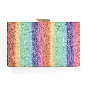 ELABEST Rainbow Evening Clutch Bag Chic Handbag Money Purses Sparkly Sequin Crossbody Shoulder Cocktail Party Bags (Colorful)