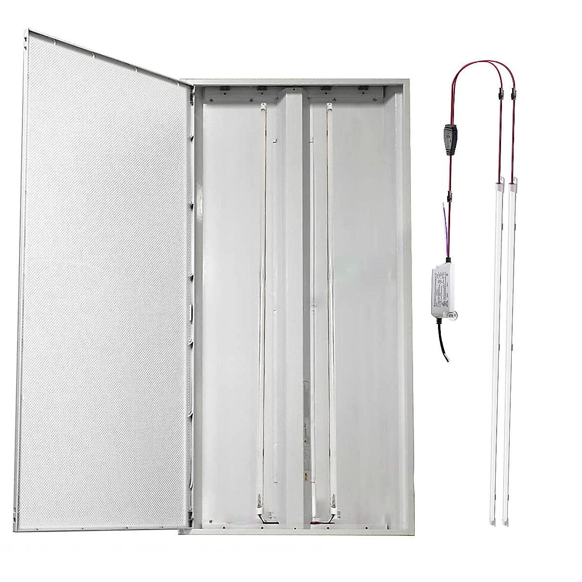 jimwhen 4FT Magnetic LED Troffer Retrofit Kit, 2x4 FT LED Retrofit Kit,36W,5000K Daylight White,Super Bright 5400LM,0-10V Dimmable,T8 T10 T12 Fluorescent Replacement,UL Cert,Quick Easy Install