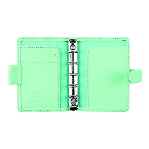 Filofax Saffiano Organizer, Mini Size, Neo Mint - Cross-Grain, Leather-Look, Six Rings, Week-to-View Calendar Diary, Multilingual, 2022 (C028804-22)
