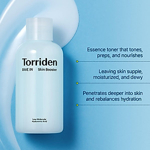 Torriden Dive-in Hyaluronic Acid Skin Hydrating Booster 6.76 fl oz | Deep Nourishing Facial Moisturizing Toner for Dry, Sensitive Skin | Hyaluronic Acid, Panthenol, Ceramide