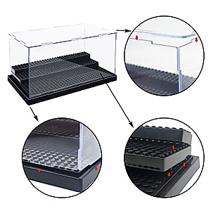 DOUBLE 2 C Display Case for Minifigures Action Figures Blocks, 3-Level Acrylic Display Case, Clear Display Box Storage Fit for Lego Minifigure, Gifts for Lego Lovers (Black)
