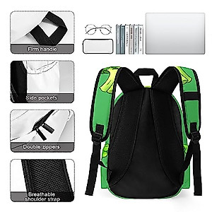 Broccoli Cartoon Laptop Backpack Printed Shoulder Bag Casual Daypack Travel Camping Work Bags