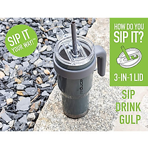 Reduce Tumbler – 24oz COLD 1 Mug With Lid, Straw and Handle – 24 Hours Cold – Easy-Hold Handle, Vacuum Insulated, Sweat-Proof Body – Cupholder Friendly Insulated Mug – White Gloss