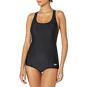 speedo Women's Swimsuit One Piece PowerFlex Princess Seam Ultraback Conservative Cut speedo Black, 24