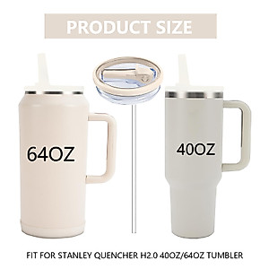 Replacement 40oz Leak Proof Tumbler Lid With Straw - Fit For Stanley 40oz 64oz Adventure Quencher and Quencher 2.0 Tumbler (Cream, 40oz)
