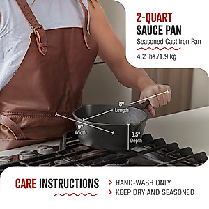 Victoria Cast Iron Saucepan, Cast Iron Melting Pot, Made in Colombia, 2QT