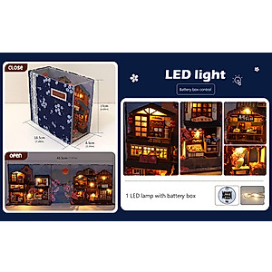 3D Wooden Book Stand, Puzzle DIY Book Nook Kit with LED Light, Decoration Bookend Shelf Insert Alley Miniature Dollhouse Model Building Set Craft for Teens and AdultsBirthday Gifts Home Desk