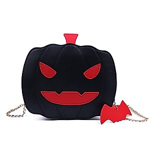 KUANG! Women Pumpkin Shoulder Bag Novelty Devil Crossbody Purse Fashion Halloween Trick or Treat Purses and Handbags for Girls (Silver)