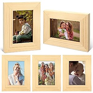 Kigley 6 Pcs 2.5 x 3.5 Inches Picture Frame Mini Rustic Picture Frames Wallet Size Wood Grain Table Desk Top Standing Fits Photo for Wall and Tabletop Picture Display