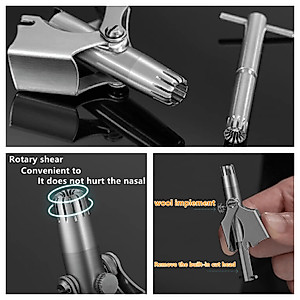 Wapealy nose and ear trimmer for men, Manual stainless steel rotate nose clip, suitable for women does not hurt the skin nose hair removal, best rated，do not need batteries, removable for cleaning