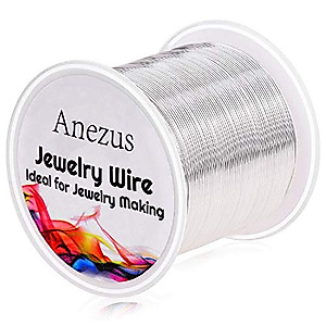 22 Gauge Jewelry Wire, Anezus Craft Wire Tarnish Resistant Copper Beading Wire for Jewelry Making Supplies and Crafting (Silver)