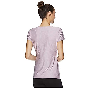Reebok Womens Reversed Marled Basic T-Shirt, Purple, Large