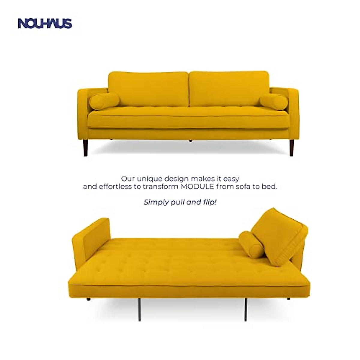 Nouhaus Module, Sleeper Sofa Bed Couch. 7ft Luxury Convertible Sofa Futon Bed with No Roll Together Latex. Pull Out Couch Bed for Bedroom Couch, Small Apartment Furniture Sofas or RV Couch