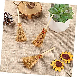 KICHOUSE 18pcs Mini Broom Straw Broom Halloween Small Broom Halloween Witch Broom Mini Broom Hangings Brooms Toy Wizard Flying Broom Decor Toys Mini Wooden Broom Pine Wood Khaki