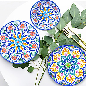 Melamine Dinnerware sets: Bisphenol A-free,Dishwasher Safe dinnerware sets,Non-breakable melamine plates,Service for 4 (12pcs) plates and bowls sets Ideal for indoors and outdoors Picnic, Camping.