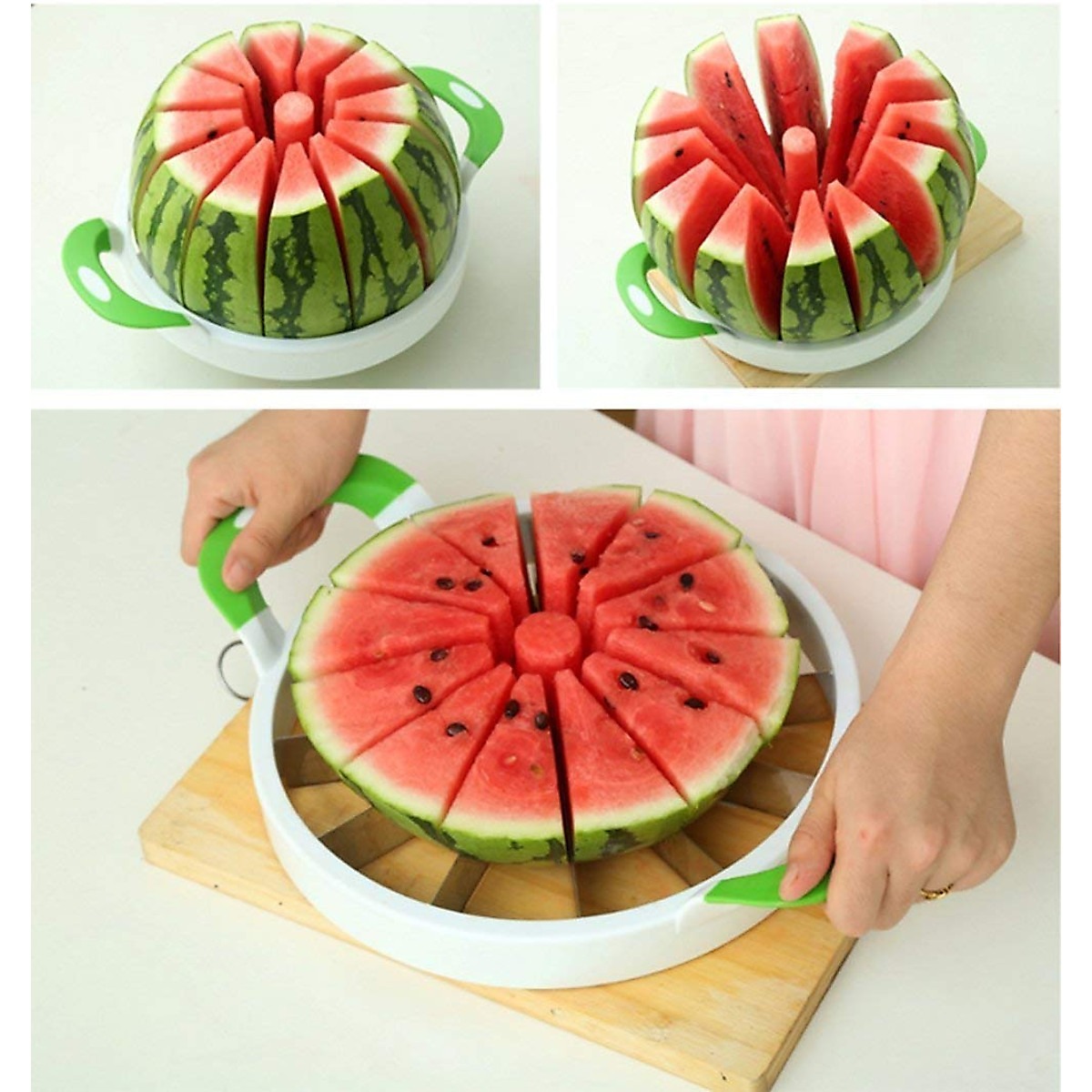NEX Watermelon Slicer Cutter, Stainless Steel Melon Fruit Round Quickly Cut Tool, Multifunctional Peeler Corer for Cantaloupe Apple Pineapple, Kitchen Slicer Gadget