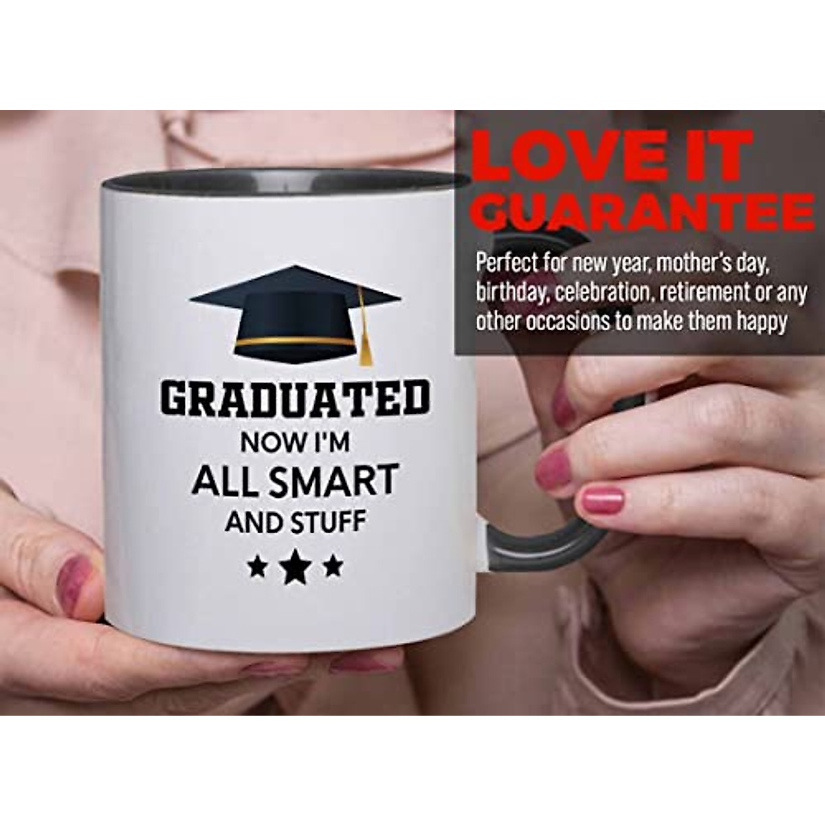 Flairy Land Graduation 2Tone Black Mug 11oz - All Smart and Stuff - Graduation Gifts for Her Senior Graduation College Student College Graduate Classmate MBA Grad