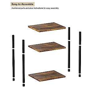 WOODYNLUX Night Stand 3-Tier Side Table, End Table with Shelves, Tall Bedside Table, Nightstand Accent Table for Living Room, Bedroom, Rustic.