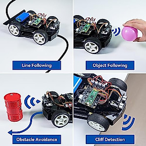 SunFounder Robot Car Kit for Raspberry Pi Pico, Open Source, MicroPython, App Control, RGB LED, Electronic DIY Robot Kit for Teens and Adults (Battery Included)