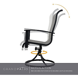 Grand patio 5-Piece Outdoor Furniture Conversation Sets with 32 Inch CSA Approved 40000 BTU Heat Propane Gas Fire Pit Table Outdoor Swivel Rocking Chair 4-Piece Mixed Coffee Dining Chair Set