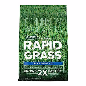 Scotts Turf Builder Rapid Grass Sun & Shade Mix, Combination Seed and Fertilizer, Grows Green Grass in Just Weeks, 16 lbs.