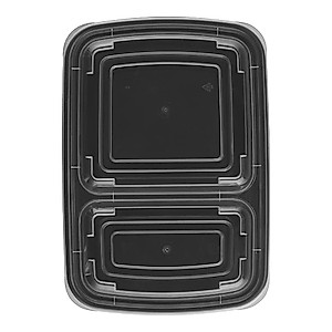 TIYA Takeout Food Containers - 32 oz Bulk 150 Pack with Lids - Plastic Compartment Storage To-Go Boxes - Reusable, Microwavable, Dishwasher Safe - Leak Proof for Restaurants and Meal Prep