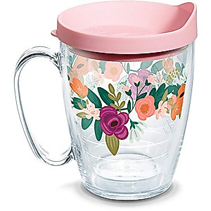Tervis Made in USA Double Walled Neo Mint Floral Insulated Tumbler Cup Keeps Drinks Cold & Hot, 16oz Mug, Classic