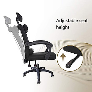 Home Office Chair Ergonomic, Breathable Mesh Fabric Computer Desk Task Chair Swivel, Reclining Back, Adjustable Headrest ＆Seat Height Black