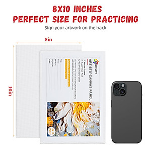 Simetufy Canvas Boards for Painting 12 Pack,8 x 10 Inch Painting Canvas Panels, Blank Canvas for Painting- Gesso Primed Acid-Free 100% Cotton for Acrylics Oil Watercolor Tempera Paints