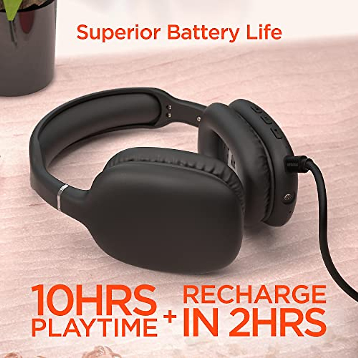 HyperGear Vibe Wireless Bluetooth Headphones with Mic, Noise Isolating Fit, Memory Foam Ear Cup & Quick paring for Travel, Home Office, Online (Black)