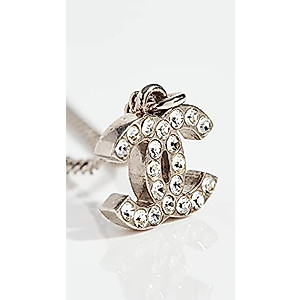 CHANEL Women's Pre-Loved CC Rhinestone Necklace, Gray/Silver, One Size