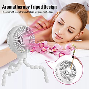 scurry Upgraded Stroller Fan Mini Battery Operated Fan Small USB Rechargable Desk Fan Baby Portable Fan Flexible Tripod Clip On Fan with 3 Speeds Baby Fan for CarSeat Crib Treadmill (White)