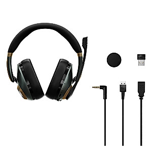 EPOS Gaming H3Pro Hybrid Gaming Headset - PC Headphones with Microphone - Noise-Cancellation, Adjustable, Smart Button Audio Mixing, Bluetooth, Gaming Suite, Surround Sound - (Racing Green)